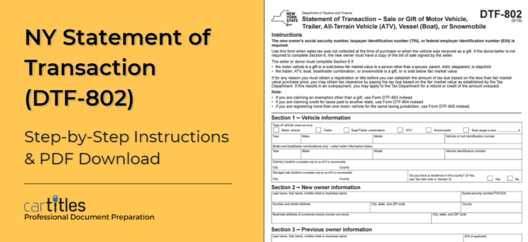 NY Statement of Transaction (DTF-802): Step-by-Step Instructions & PDF Download - CarTitles.com