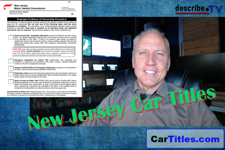 New Jersey Bonded Title (Insufficient evidence process) - CarTitles.com